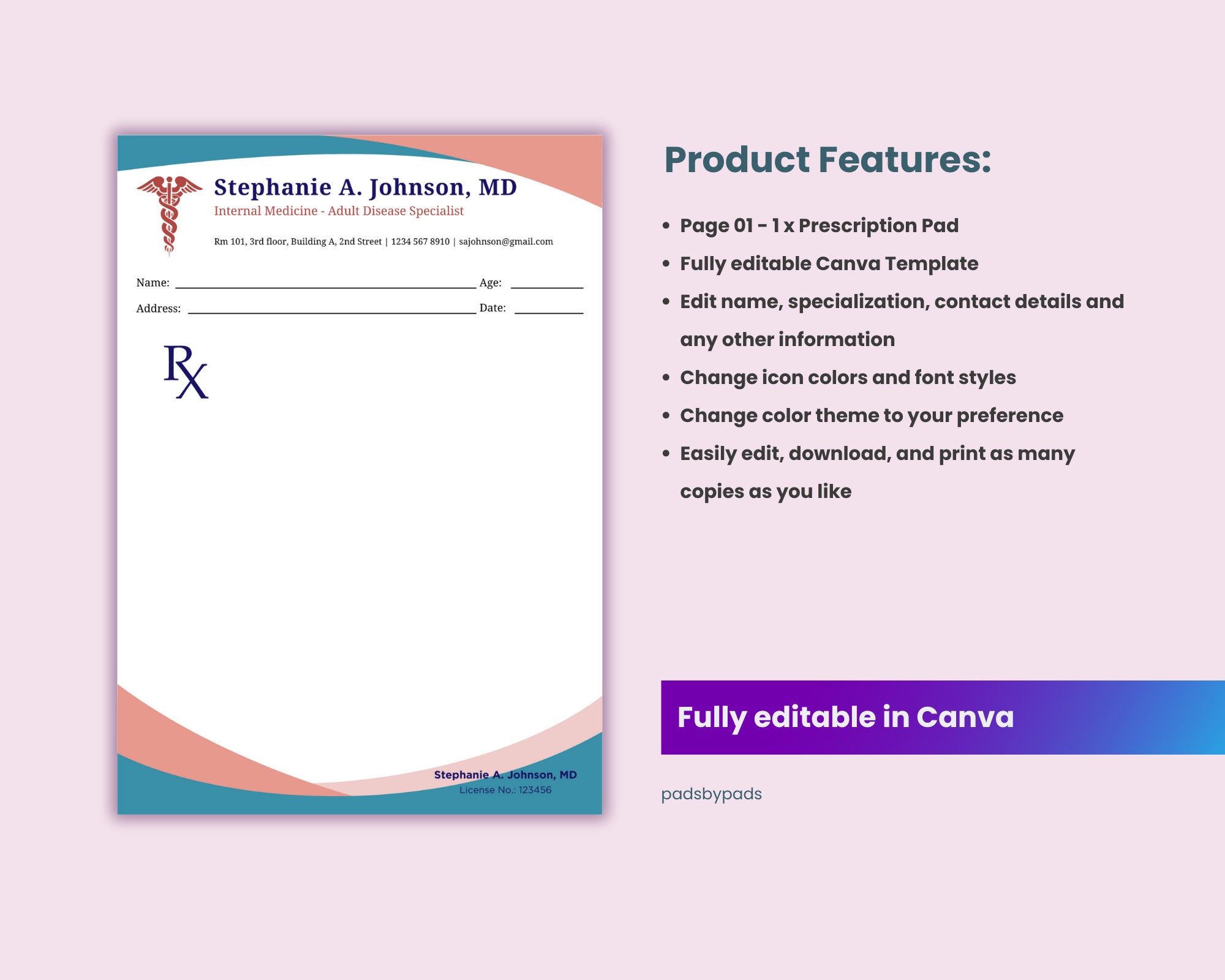Editable Prescription Pad | Editable Medical Certificate | Rx ...
