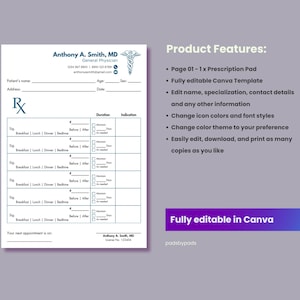 Editable Prescription Pad | Editable Medical Certificate | Rx ...