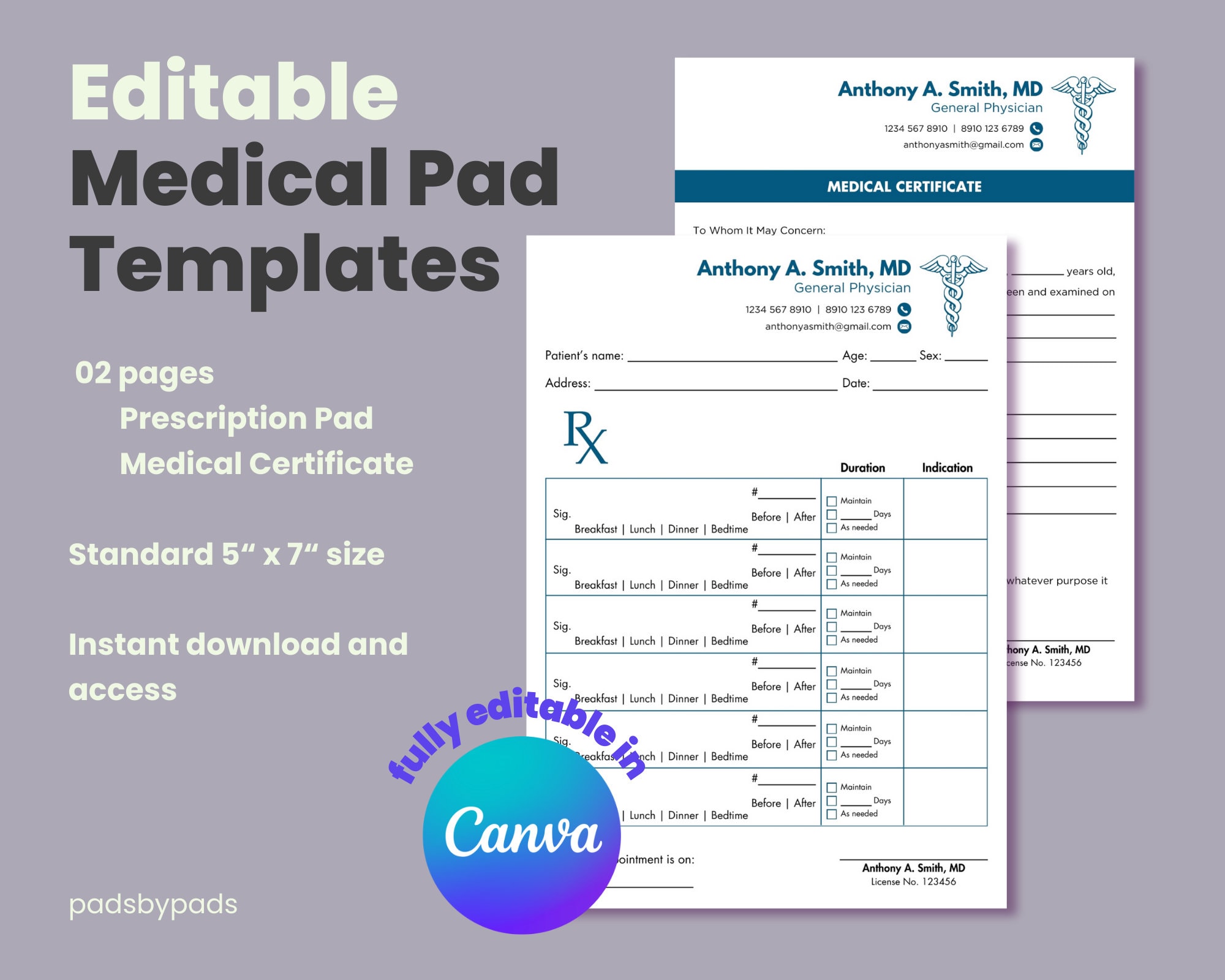 Editable Prescription Pad | Editable Medical Certificate | Rx ...