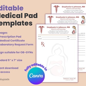 Editable Prescription Pad Editable Medical Certificate Rx OBGYN ...