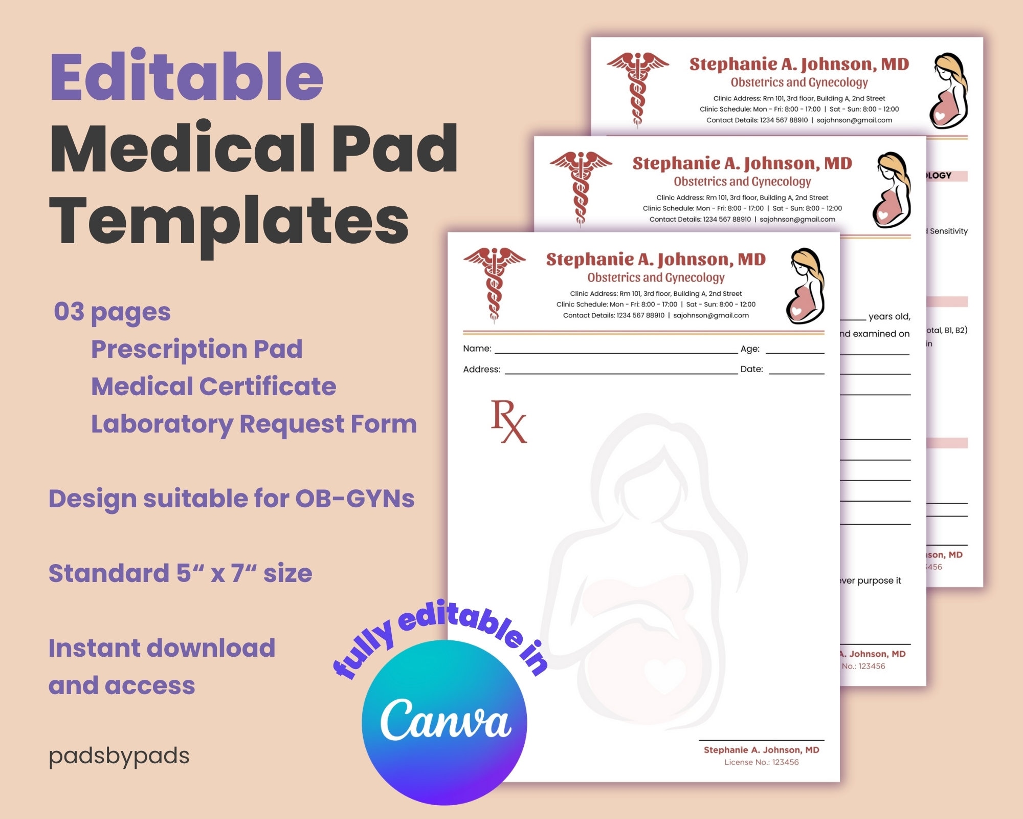 Editable Prescription Pad | Editable Medical Certificate | Rx | OBGYN ...