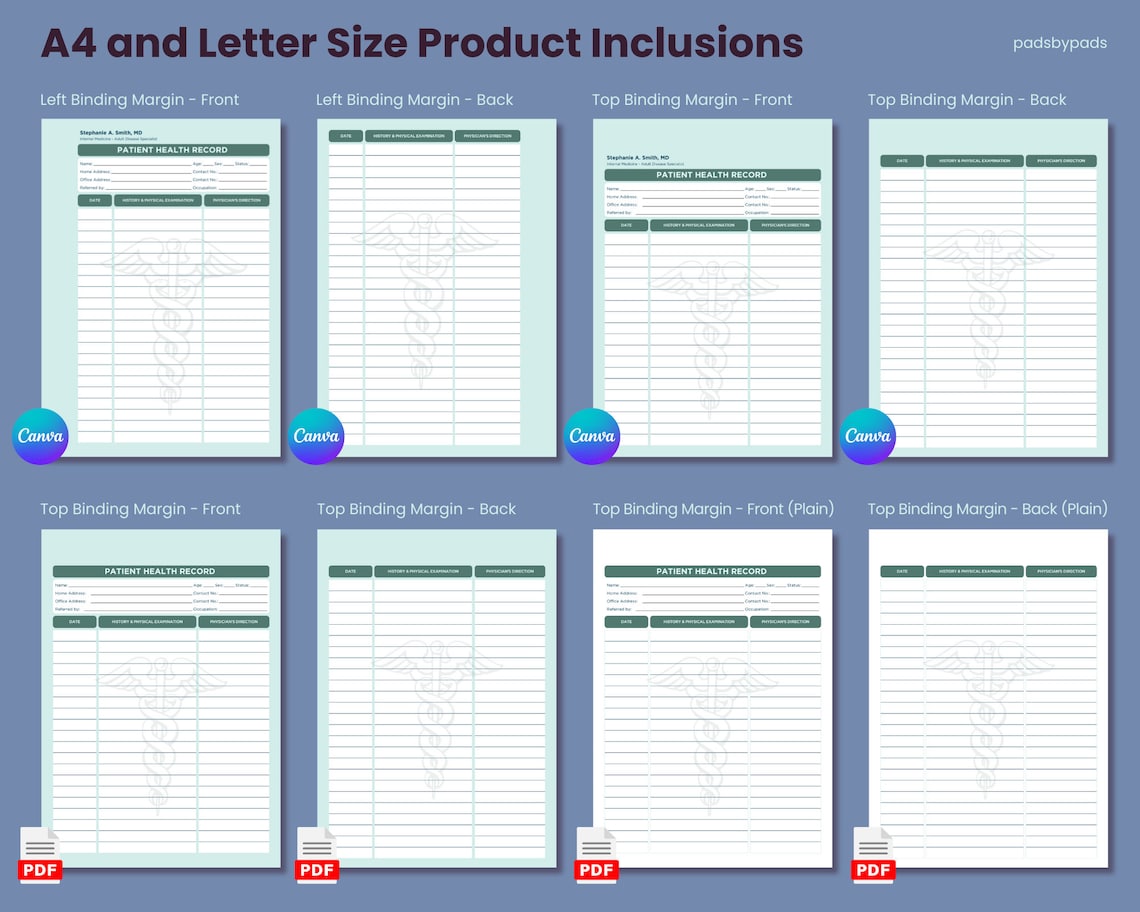 Editable Patient Health Record | Printable Patient Health Record ...