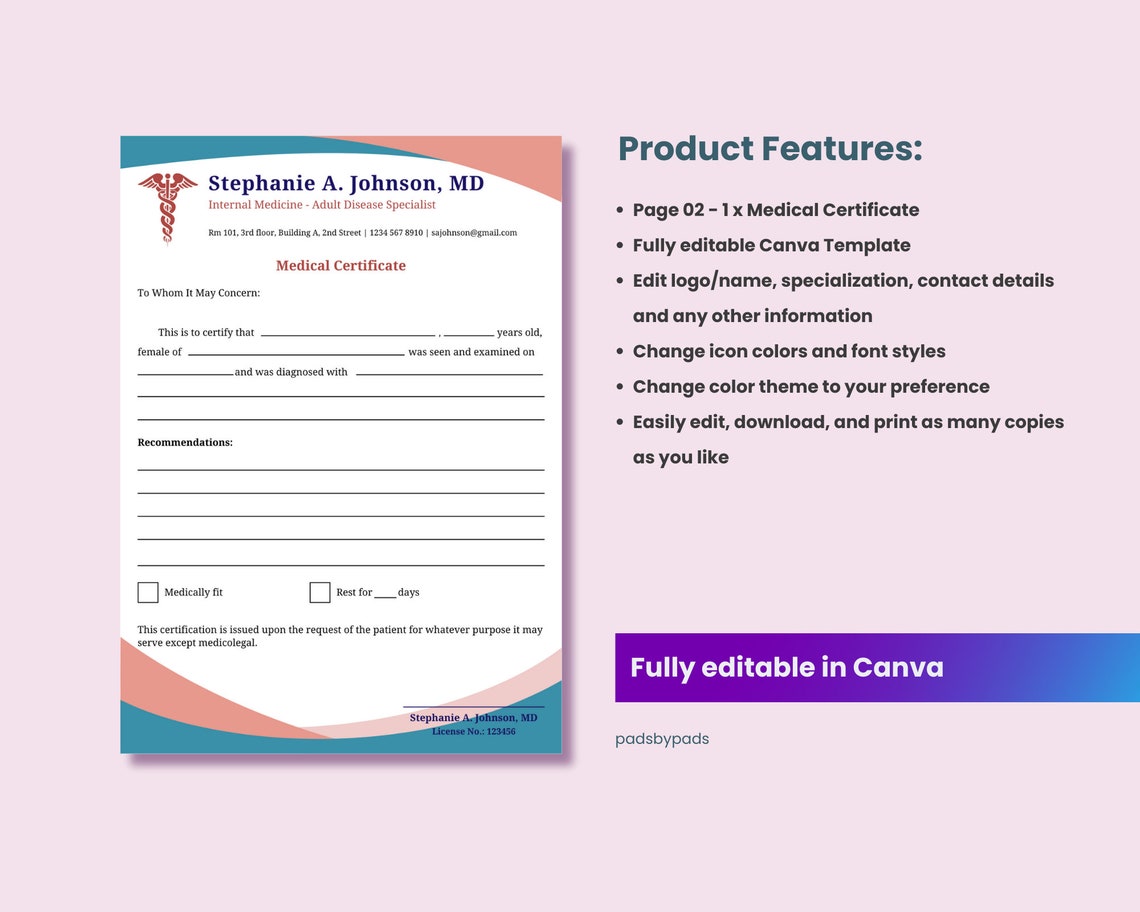 Editable Prescription Pad | Editable Medical Certificate | Rx ...