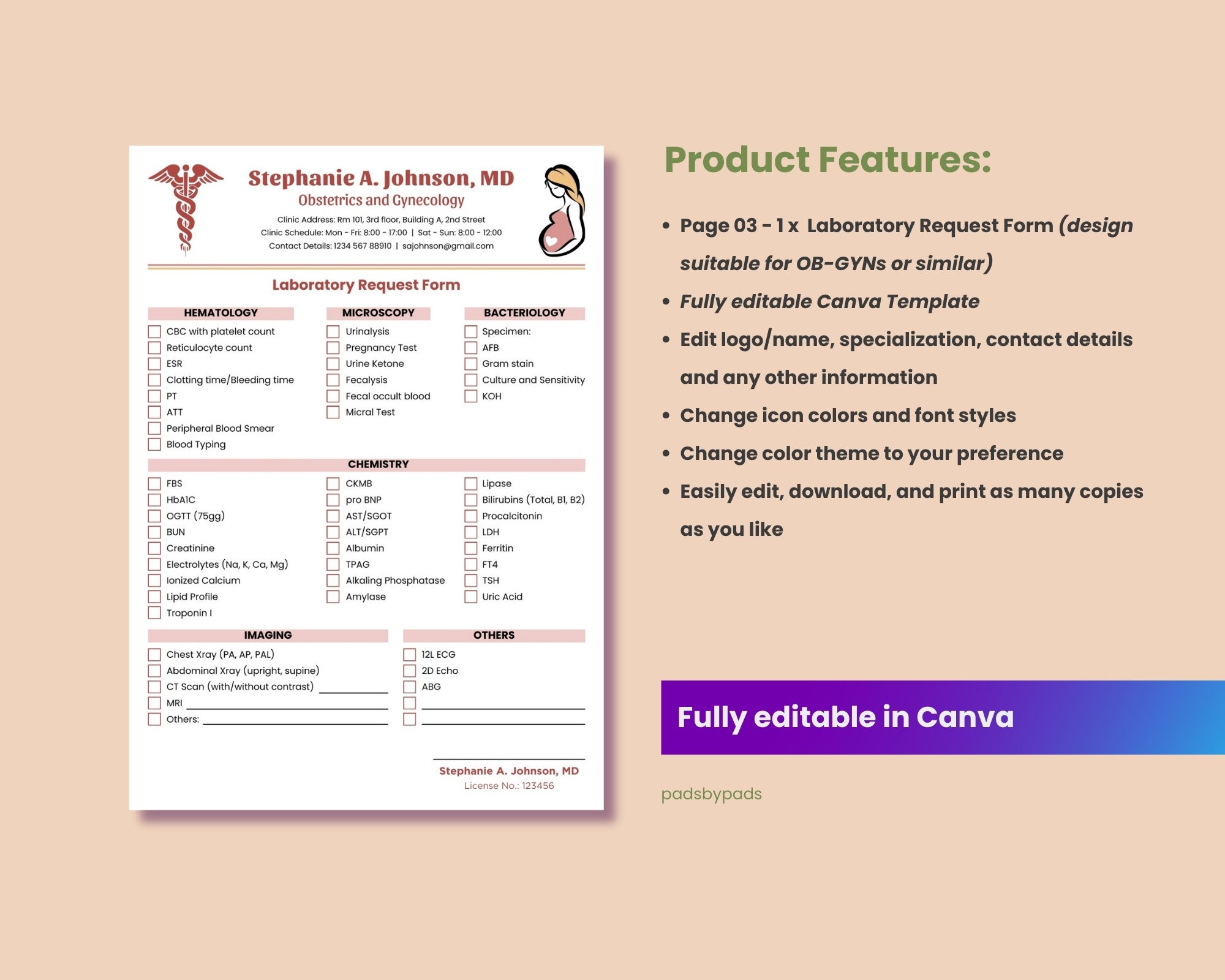 Editable Prescription Pad Editable Medical Certificate Rx OBGYN ...