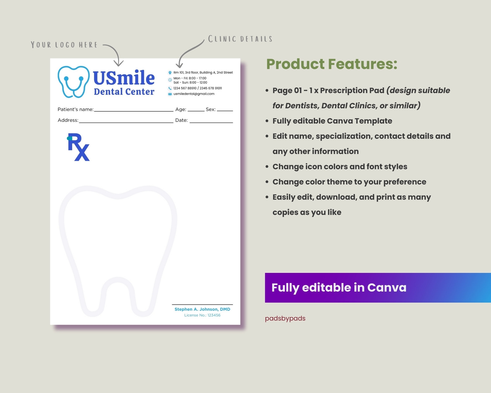 Editable Prescription Pad | Editable Medical Certificate | Rx | Canva ...