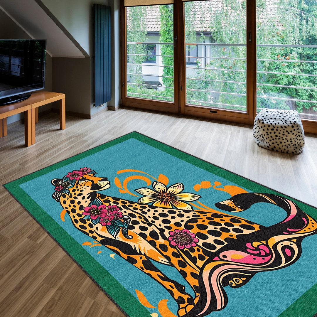Tiger Pattern Pop Art Rug, Modern Art Decorative Large Area Rug 8x10 ...