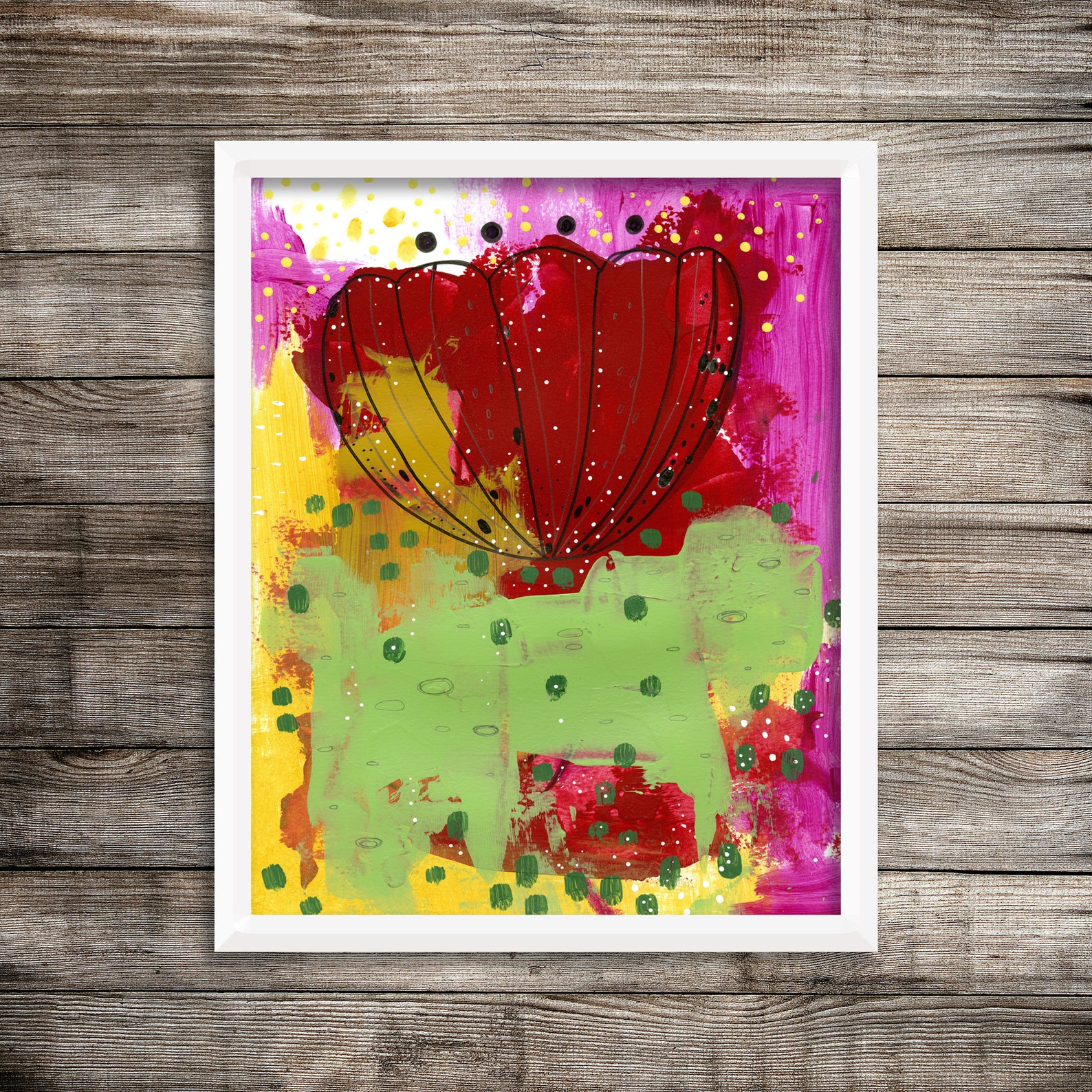 Printable Botanical Artwork Abstract Flower Print Hot Pink - Etsy