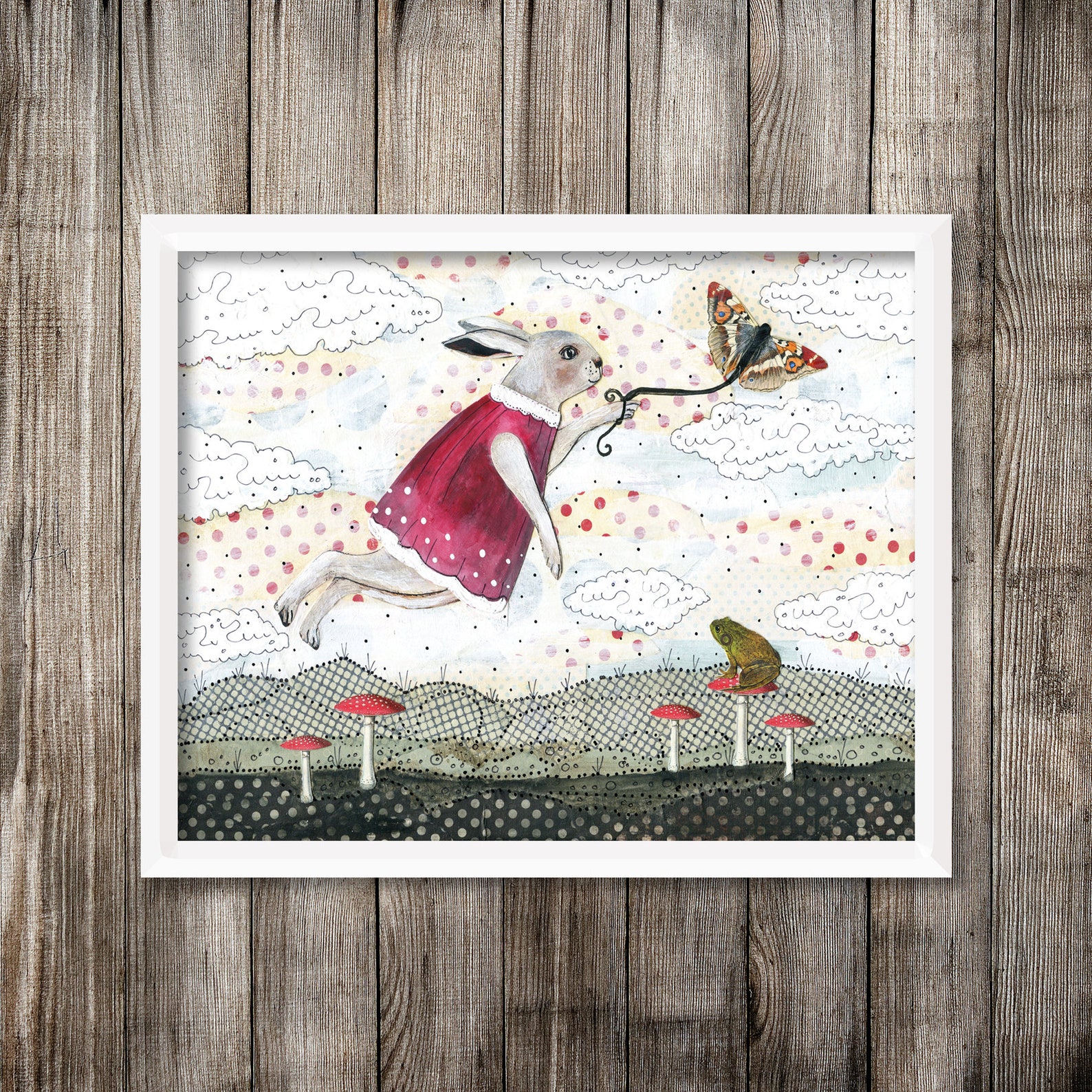 Printable Whimsical Bunny Art Rabbit Wall Art for Kids , Downloadable ...