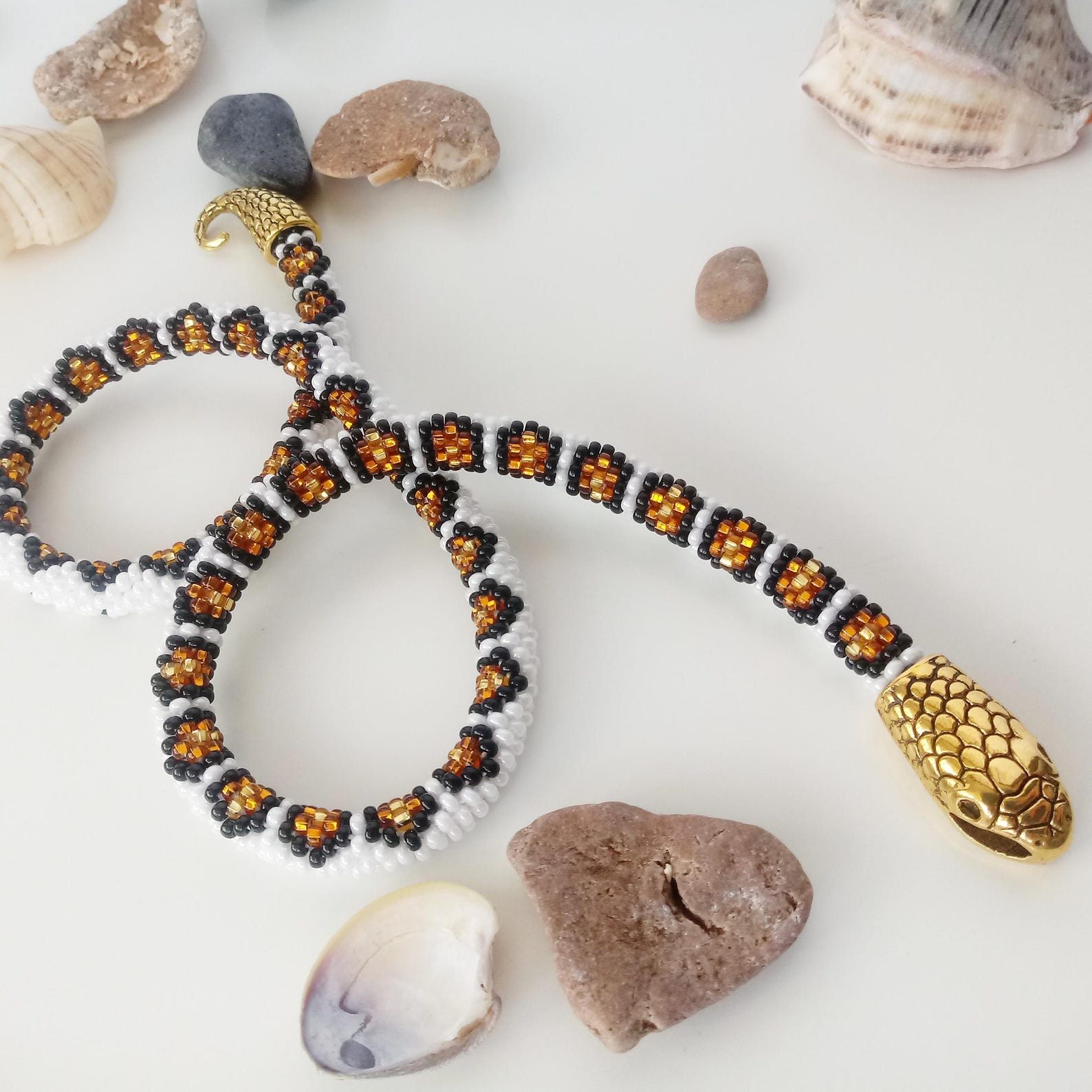 Snake Jewelry Bead Crochet Pattern, Seed Beads PDF Pattern, Python ...