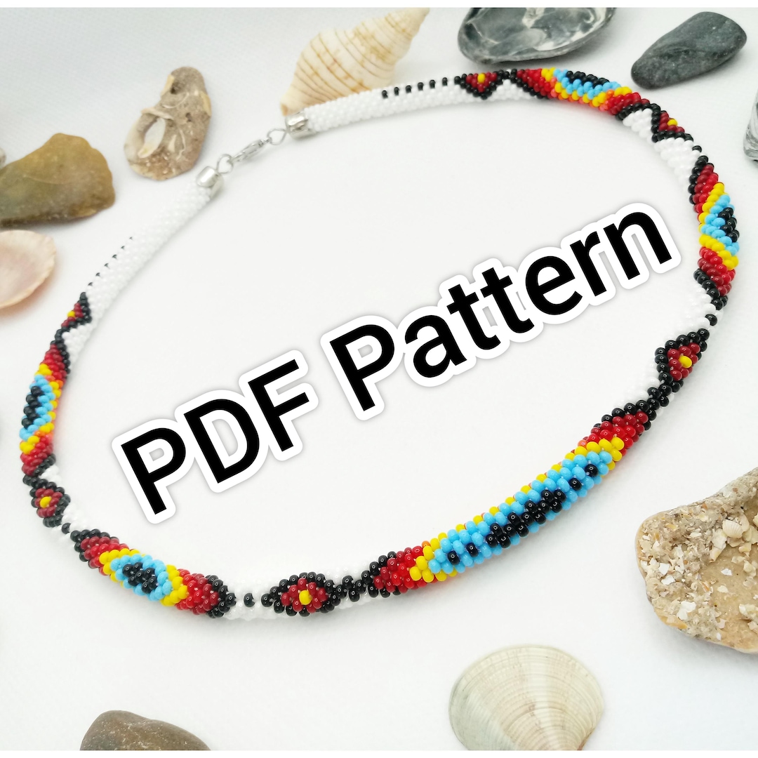 PDF Bead Crochet Necklace Pattern, Multicolor Spiral Seed Bead Rope ...