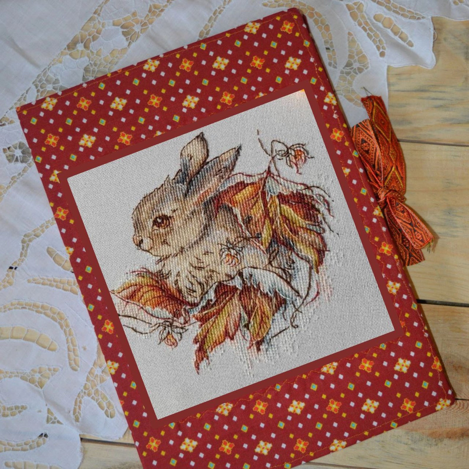 Whimsical Bunny in Leaves Cross Stitch Pattern, Charming Home Decor ...