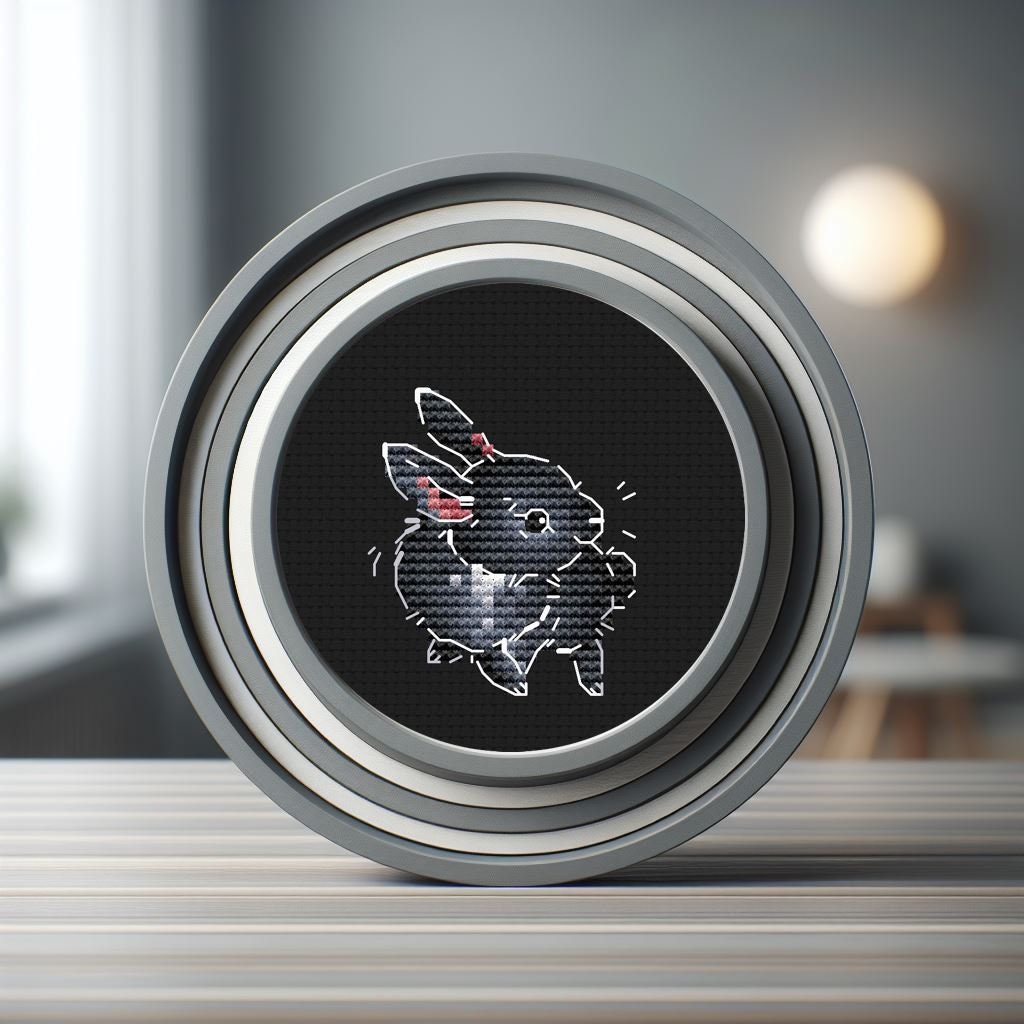Mini Black Bunny Cross Stitch Pattern PDF - Cute Animal Embroidery ...