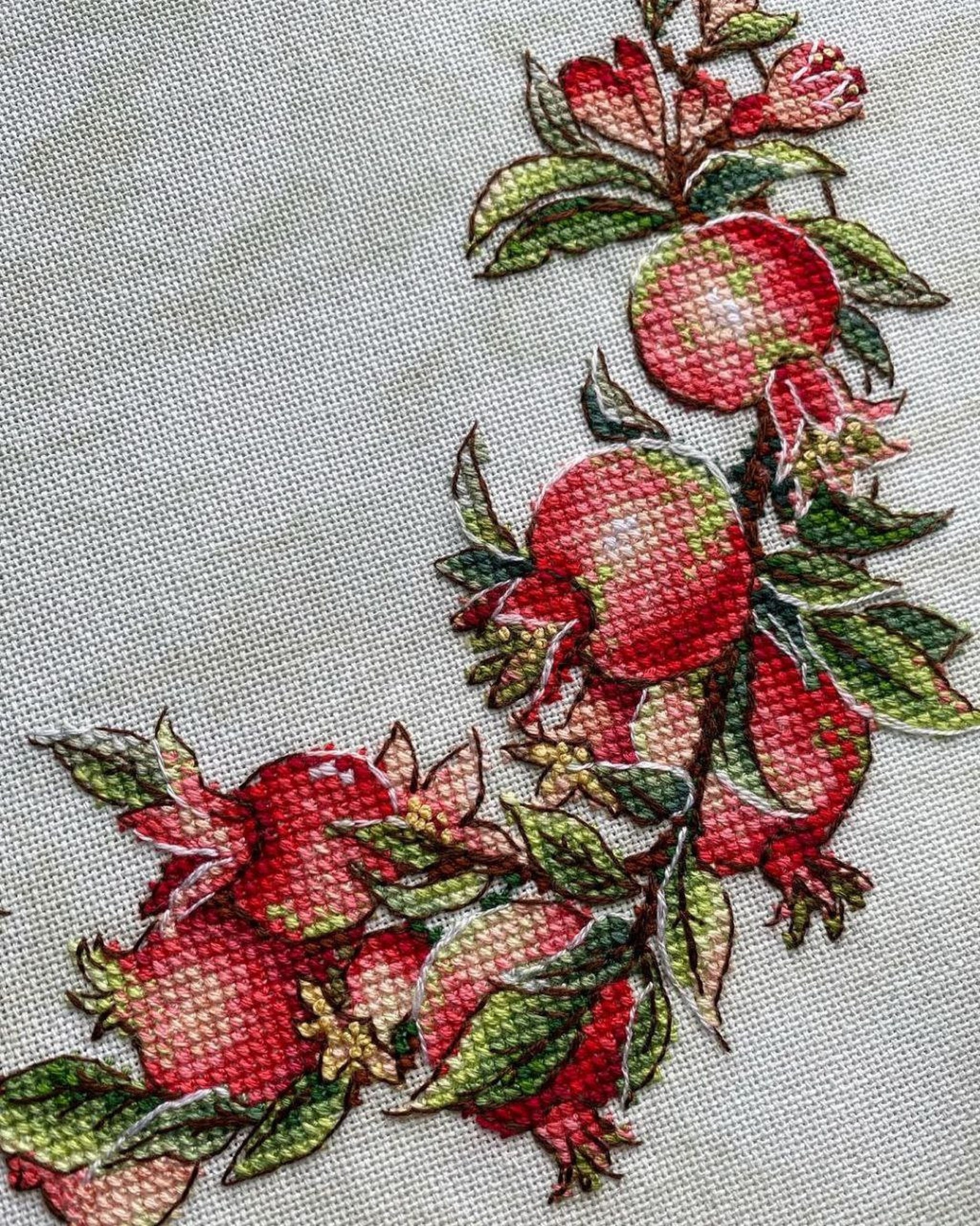 Watercolor Pomegranate Wreath Cross Stitch Pattern - Kitchen Decor ...