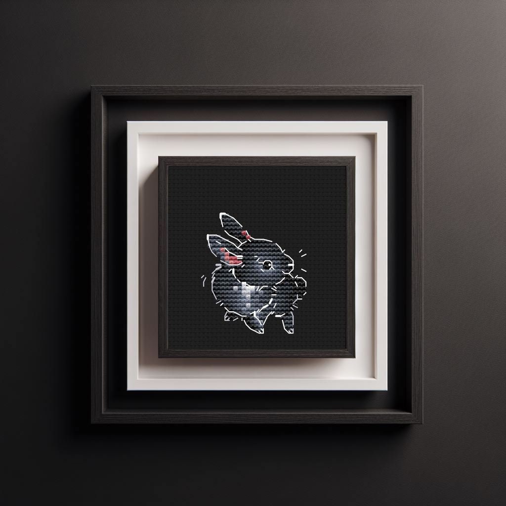 Mini Black Bunny Cross Stitch Pattern PDF - Cute Animal Embroidery ...