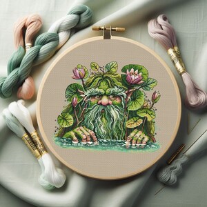 Cross Stitch Pattern: Swamp Man & Lilies Modern Fairy-tale Design ...