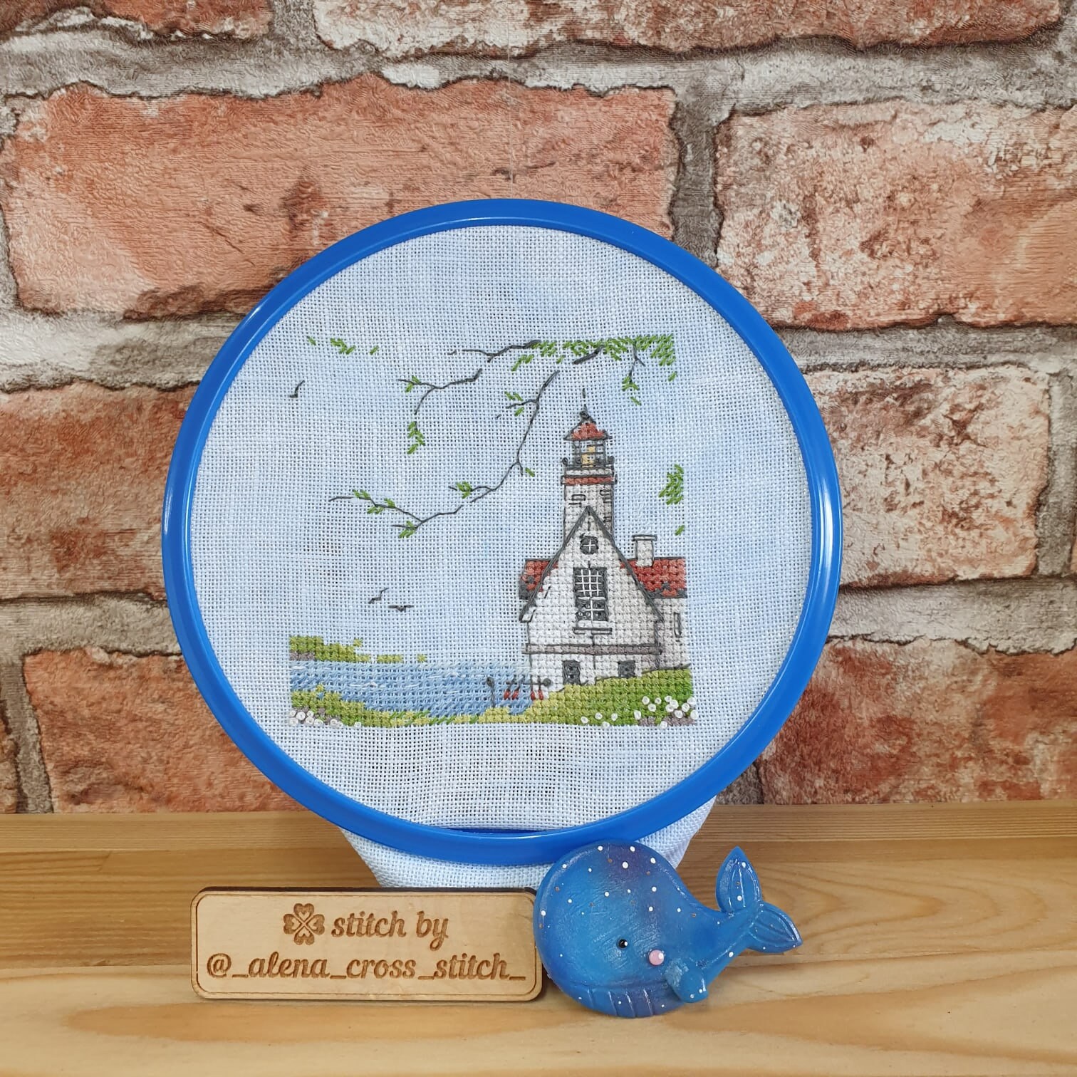 Red Roof Lighthouse on a Hill Cross Stitch Pattern, Beach Home Decor ...