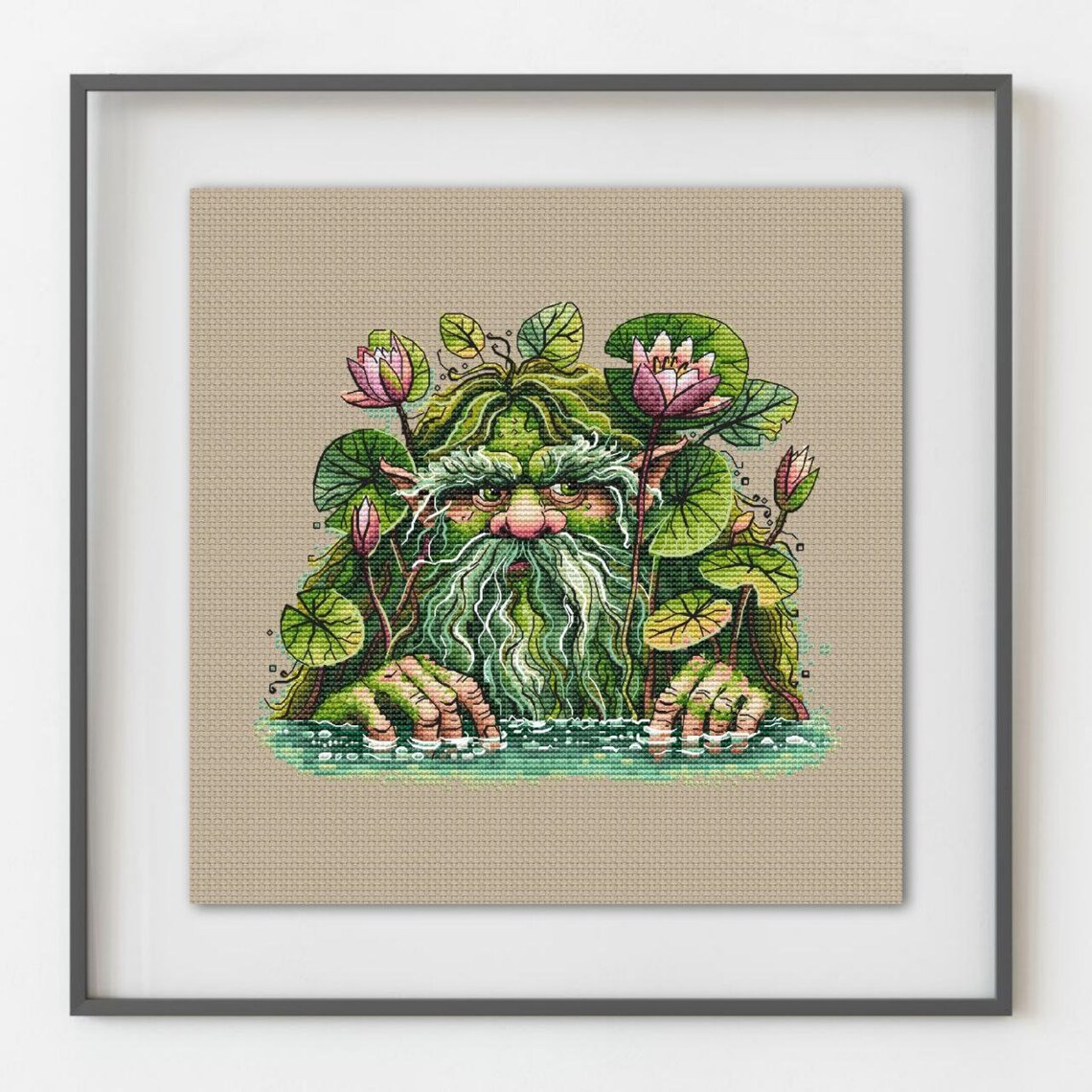 Cross Stitch Pattern: Swamp Man & Lilies Modern Fairy-tale Design ...