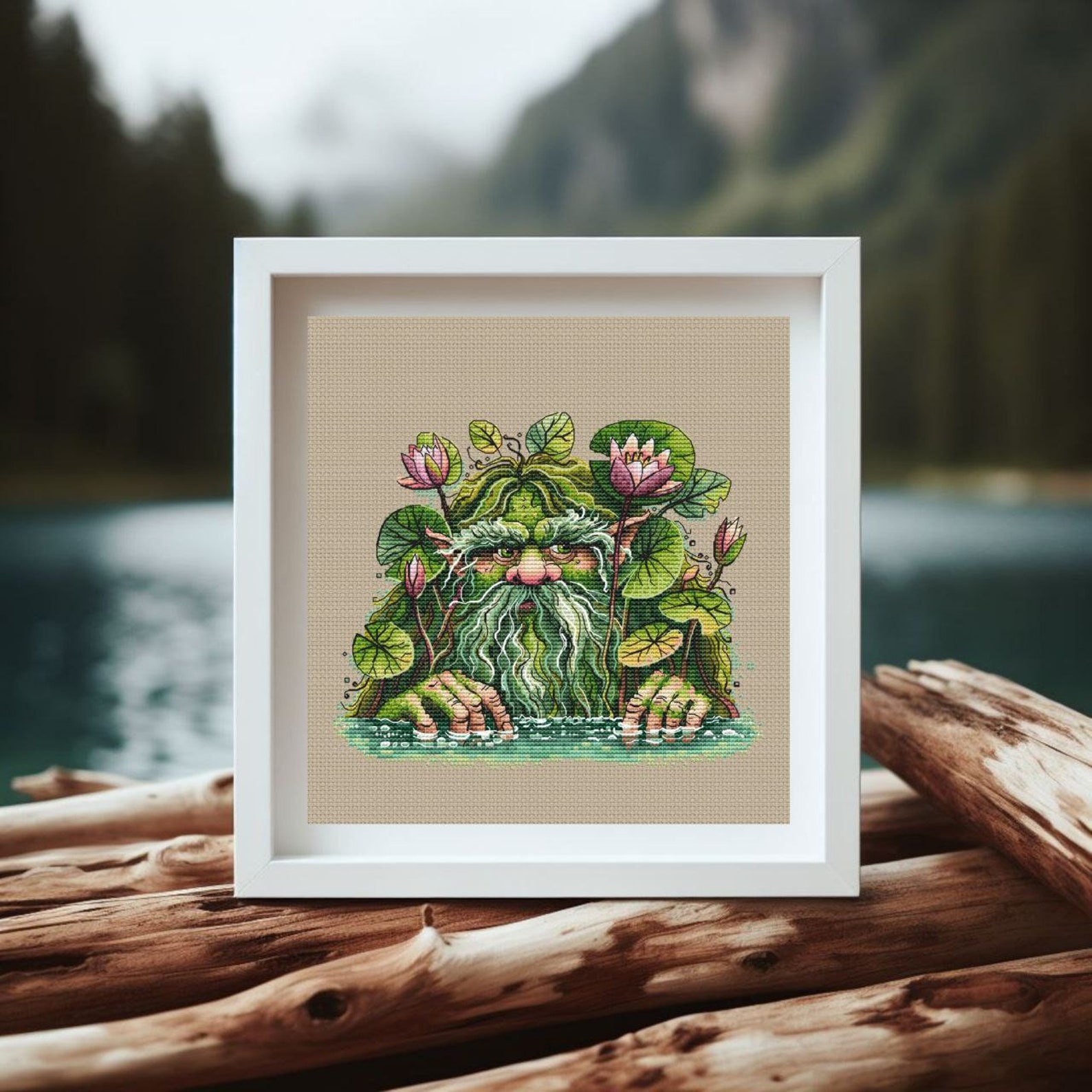 Cross Stitch Pattern: Swamp Man & Lilies Modern Fairy-tale Design ...