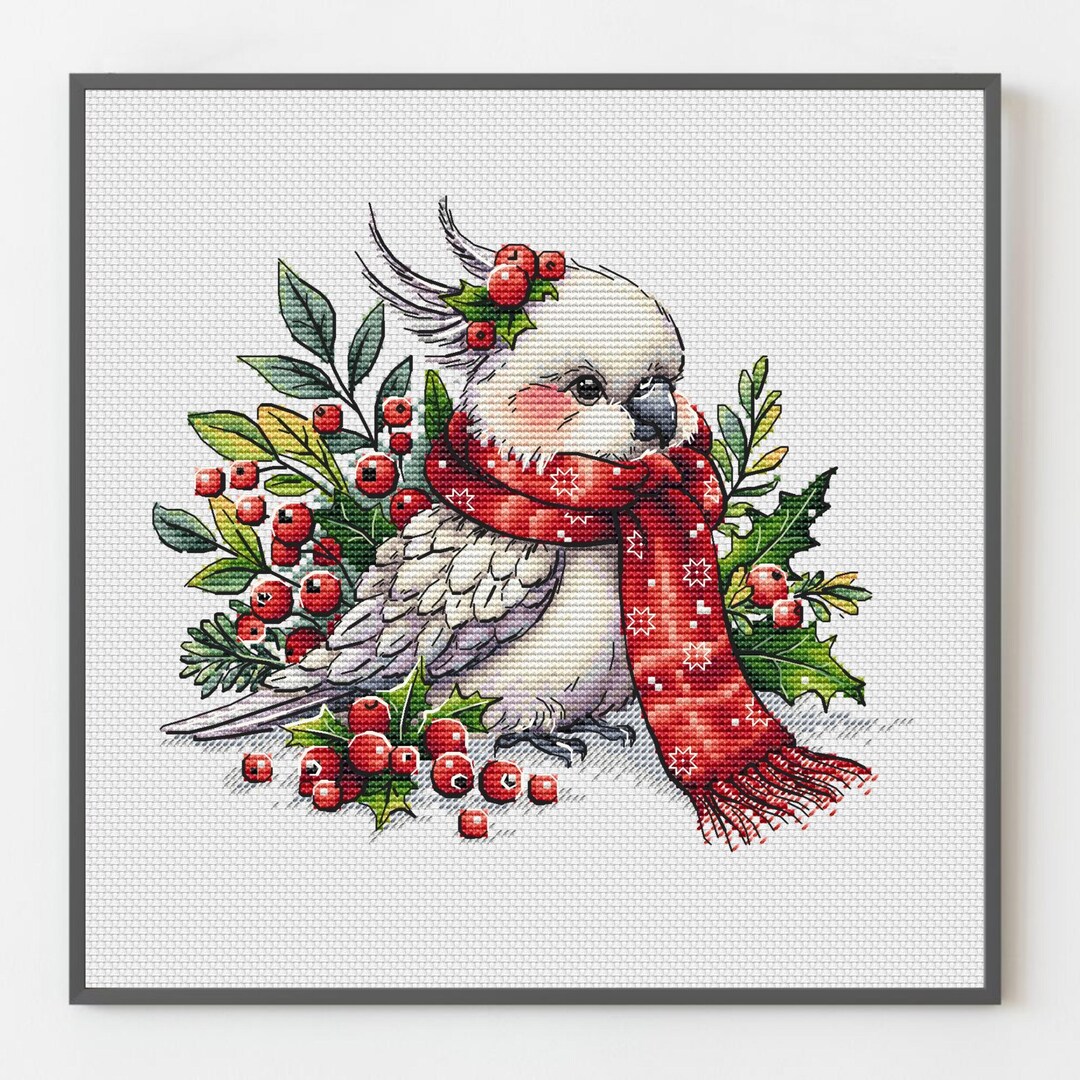 Christmas Cockatiel Parrot Cross Stitch Pattern: Festive Home Decor ...