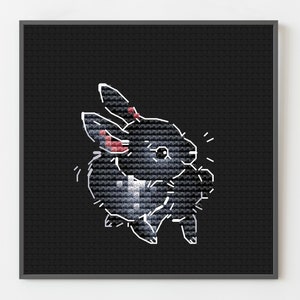 Mini Black Bunny Cross Stitch Pattern PDF - Cute Animal Embroidery ...