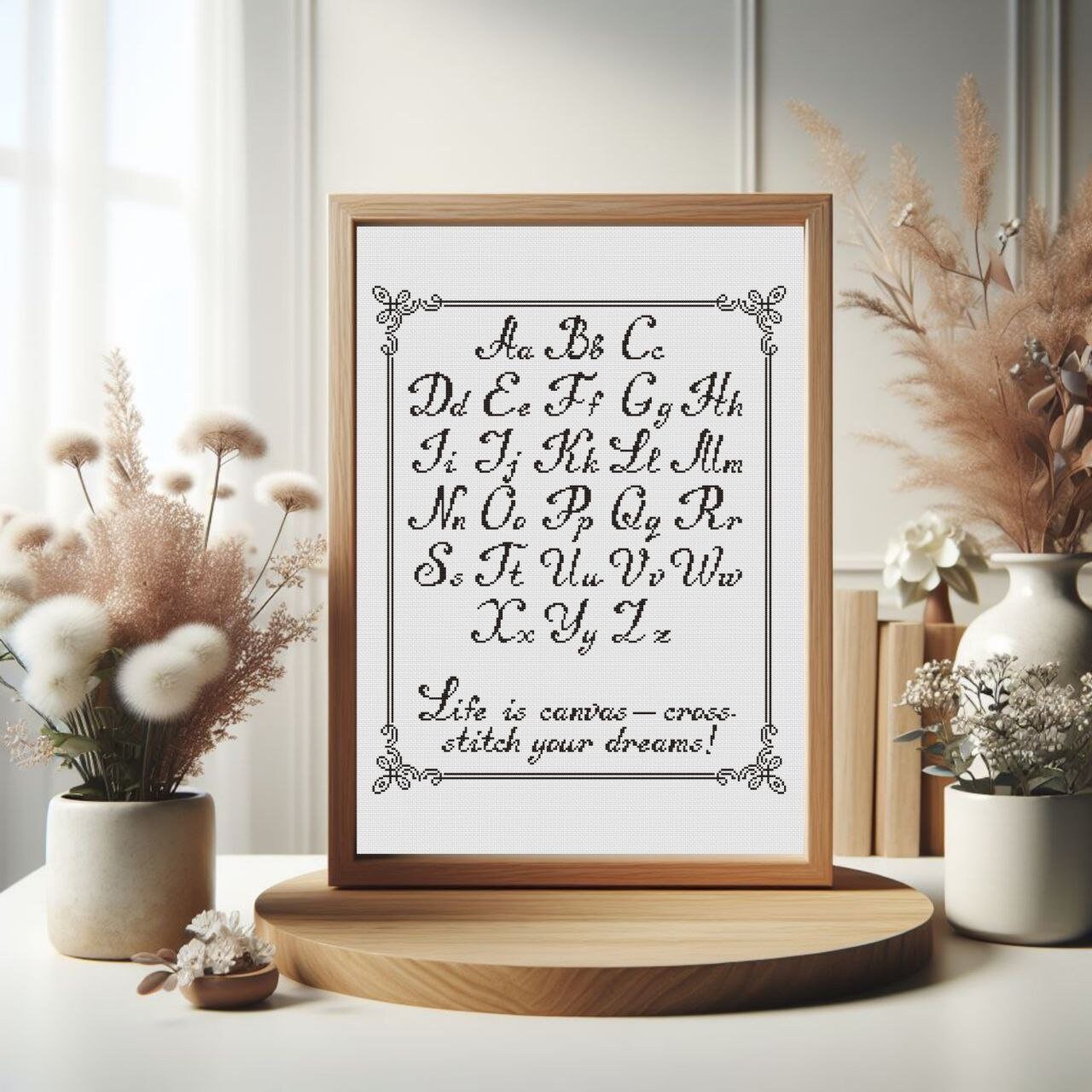 ABC Cross Stitch Pattern, Calligraphy Font, Decorative, Medium-sized ...