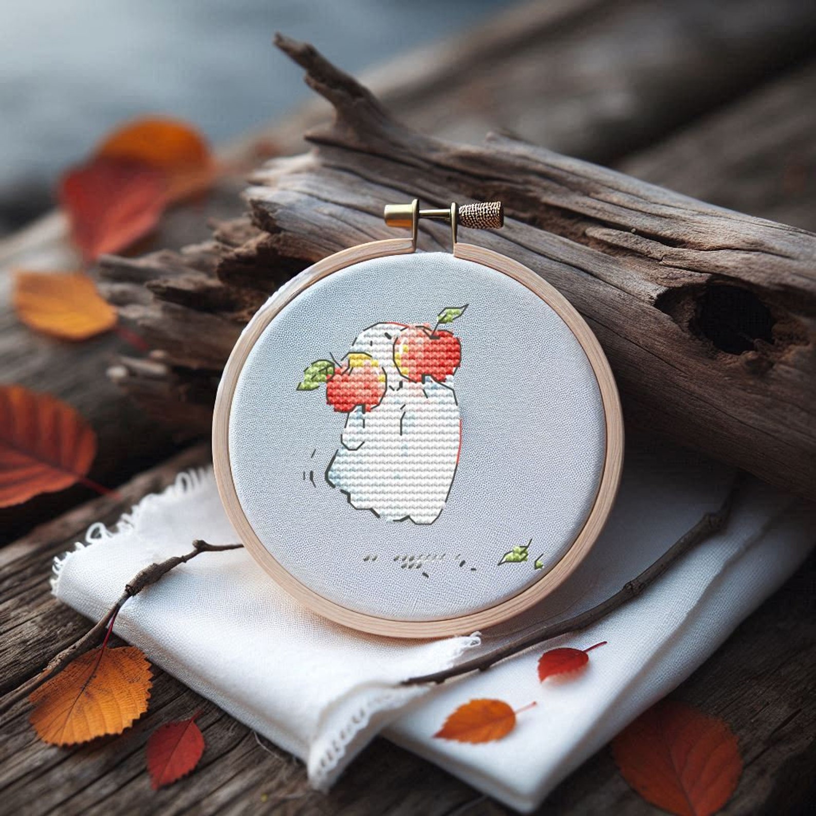 Spooky Ghost and Two Apples Cross Stitch Pattern Halloween Cute Home ...