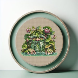 Cross Stitch Pattern: Swamp Man & Lilies - Modern Fairy Tale Design ...