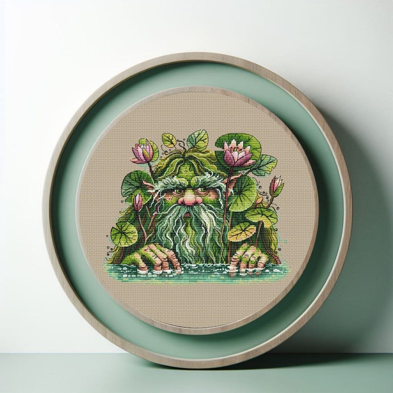 Cross Stitch Pattern: Swamp Man & Lilies - Modern Fairy Tale Design ...