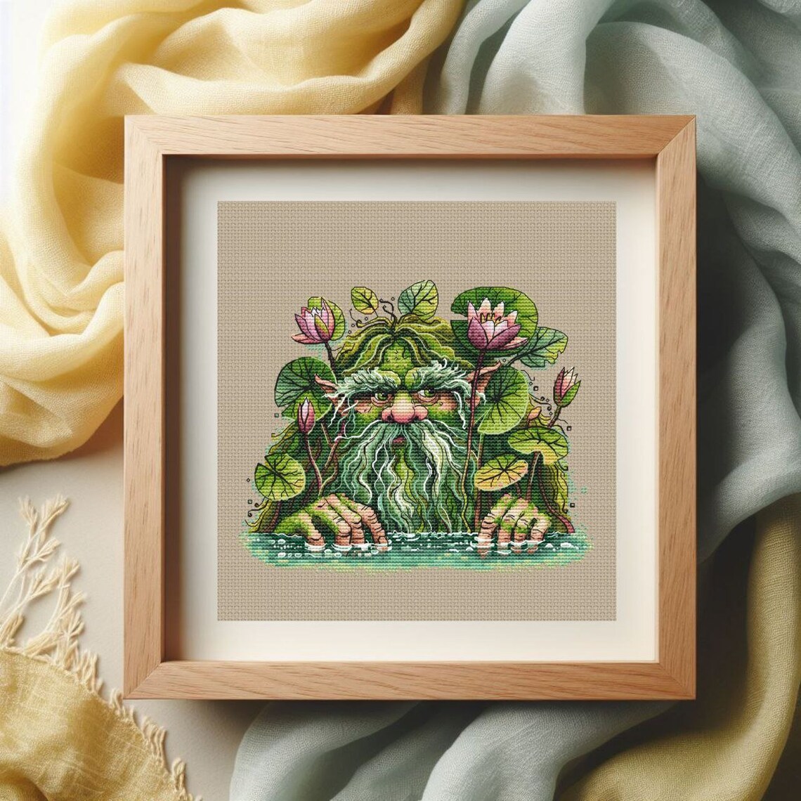 Cross Stitch Pattern: Swamp Man & Lilies Modern Fairy-tale Design ...