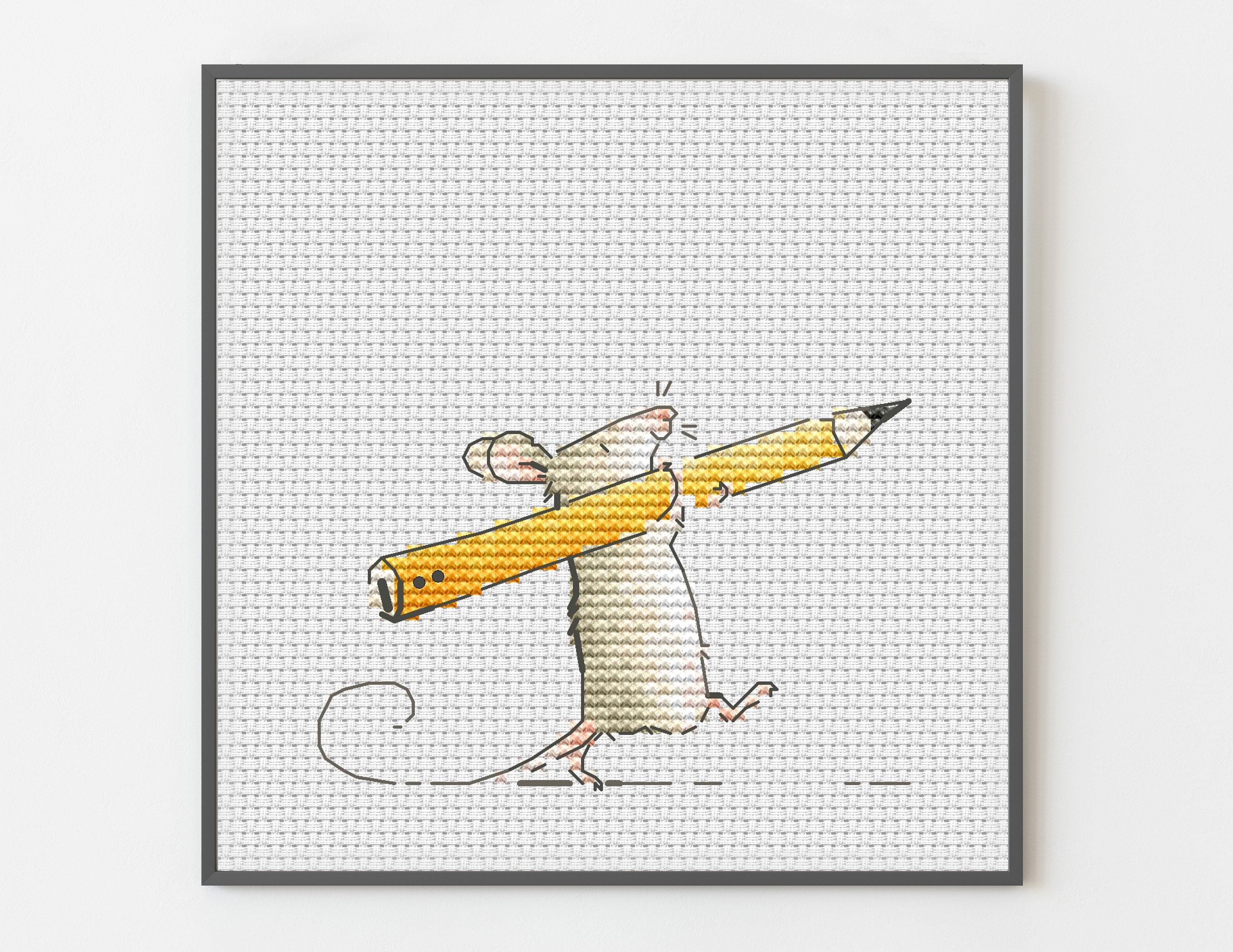 Cute White Mouse With Pencil Cross Stitch Pattern Instant Download PDF ...
