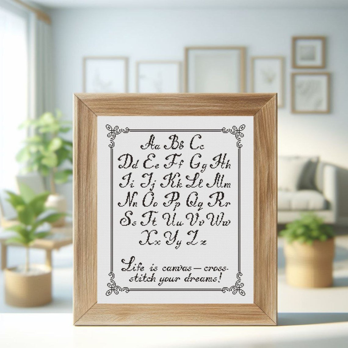 ABC Cross Stitch Pattern, Calligraphy Font, Decorative, Medium-sized ...