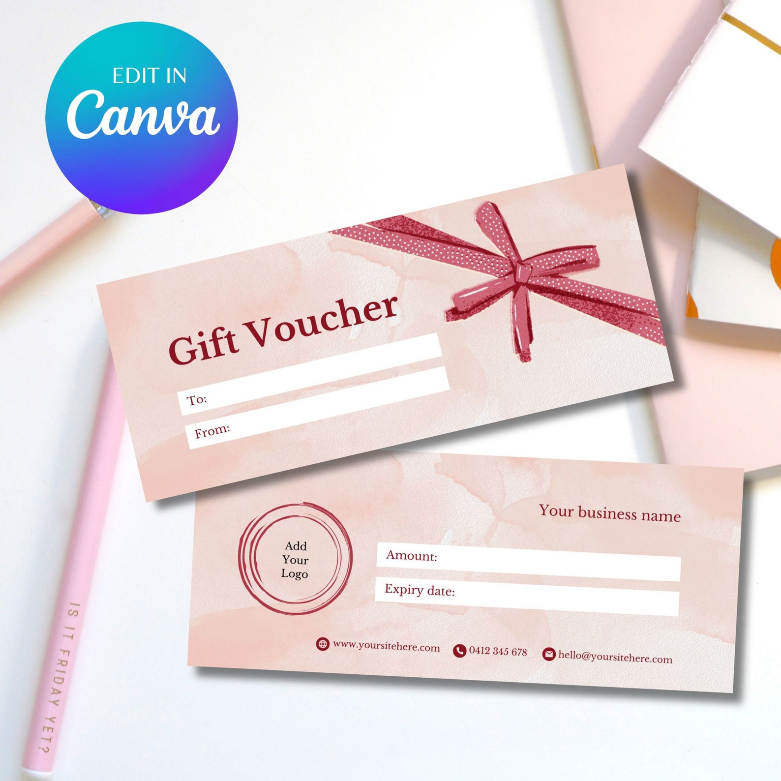 Editable and Printable Canva Gift Voucher Template INSTANT DOWNLOAD - Etsy