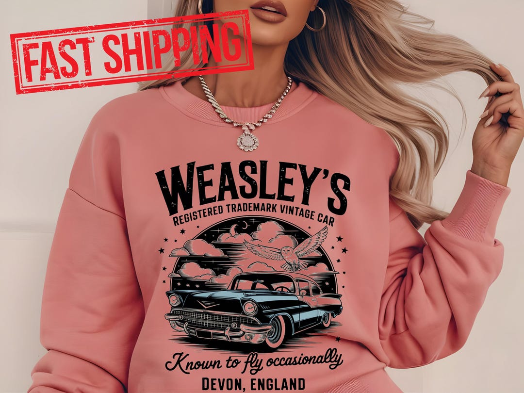 Wizard Flying Car Comfort Colors Sweatshirt, Vintage Style Weasley Car ...