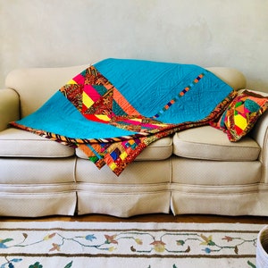 Spectacular Patchwork Quilt Hand Quilted in Contemporary Solid & Print ...