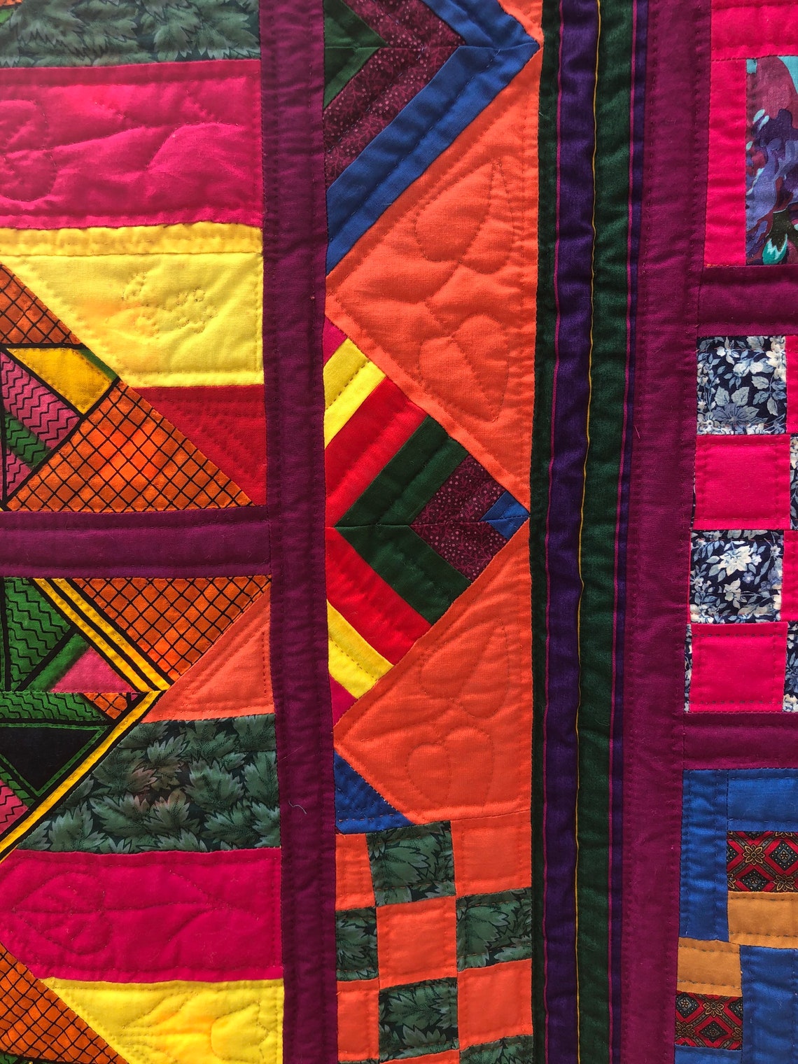 Spectacular Patchwork Quilt Hand Quilted in Contemporary Solid | Etsy