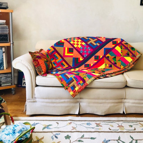 Spectacular Patchwork Quilt Hand Quilted in Contemporary Solid - Etsy