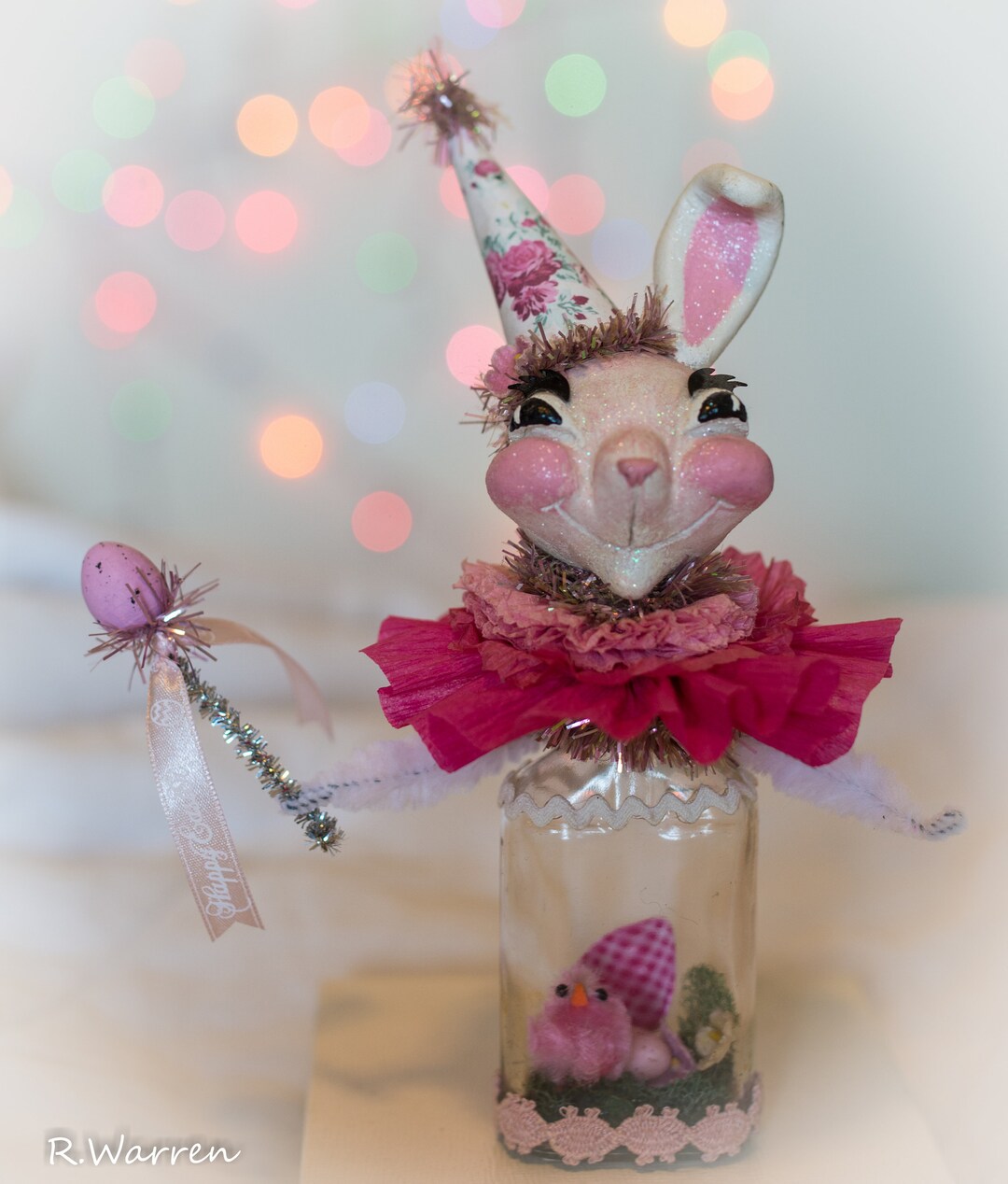 Vintage Inspired Paper Mache Hand Sculpted Easter Spring Bunny Rabbit ...