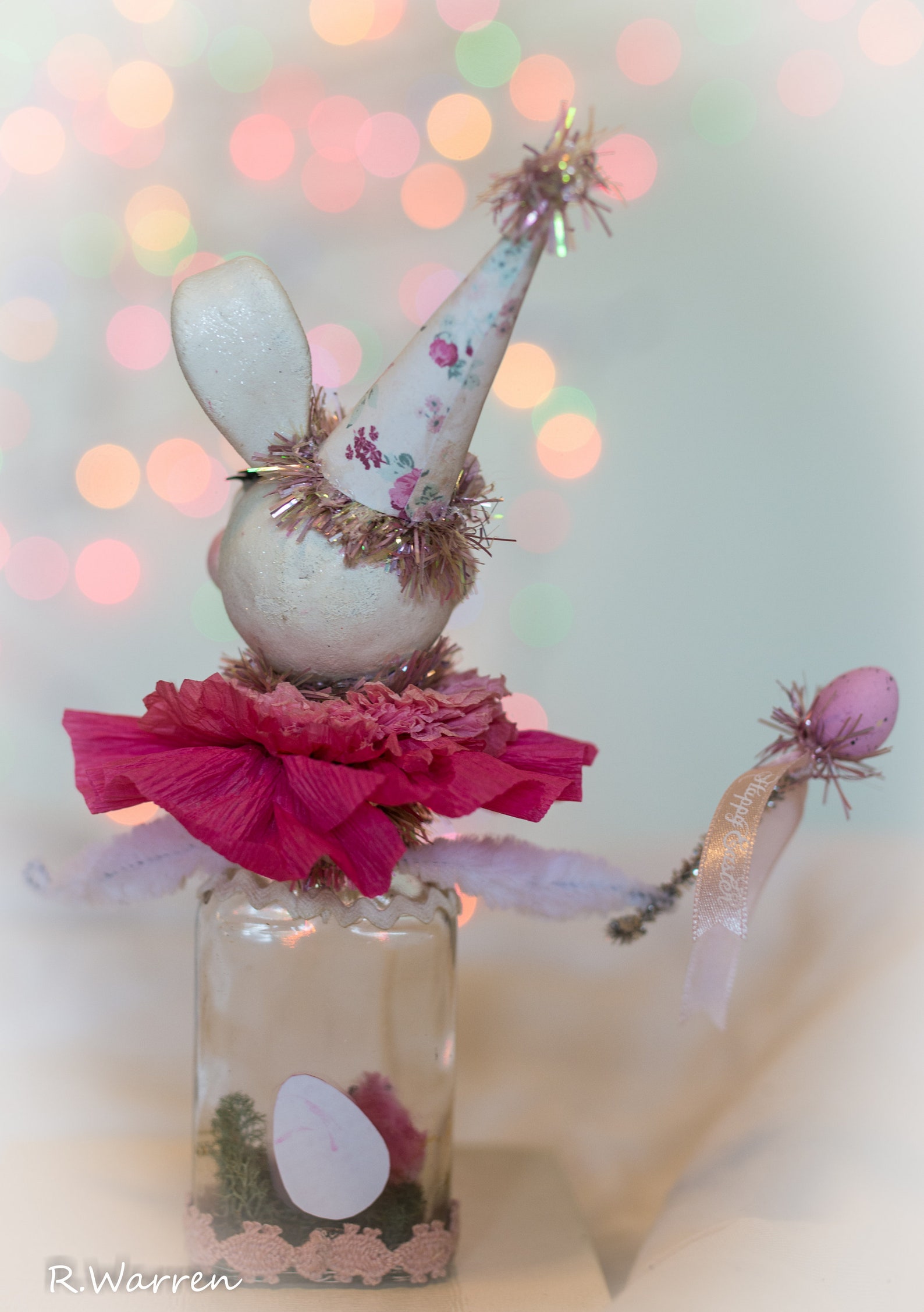 Vintage Inspired Paper Mache Hand Sculpted Easter Spring Bunny Rabbit ...