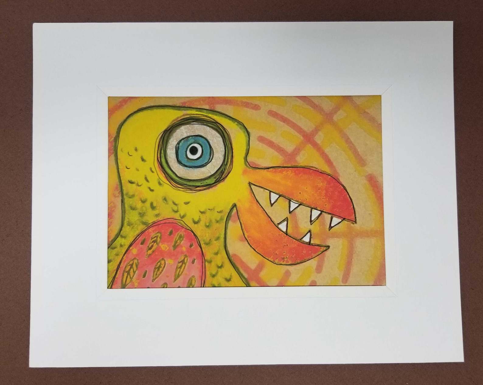 Wacky Bird Art Whimsical Bird Monster on Canvas Cute for Nursery or ...