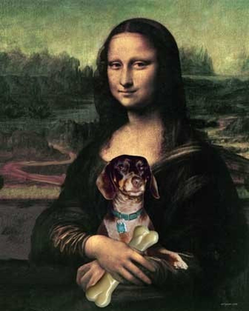 Dachshund and Mona Lisa Print / Funny Wiener Dog - Etsy
