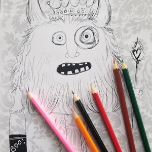 Monsters in Costume Coloring Book Pages / 3 Cute Horned - Etsy