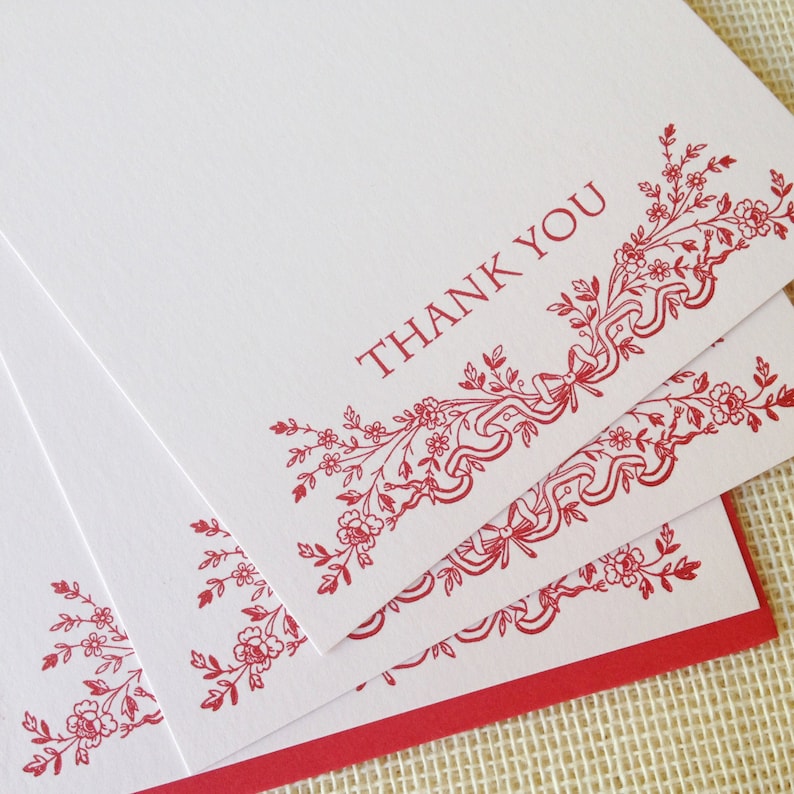 Small Thank You Cards - Letterpressed Flat Note Card Set (3.50” X 4.875 ...