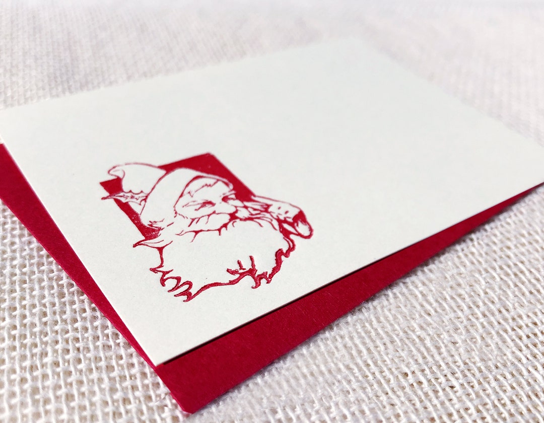 Winking Santa - Letterpressed Small Flat Gift Card (3.5625" X 2.5625 ...