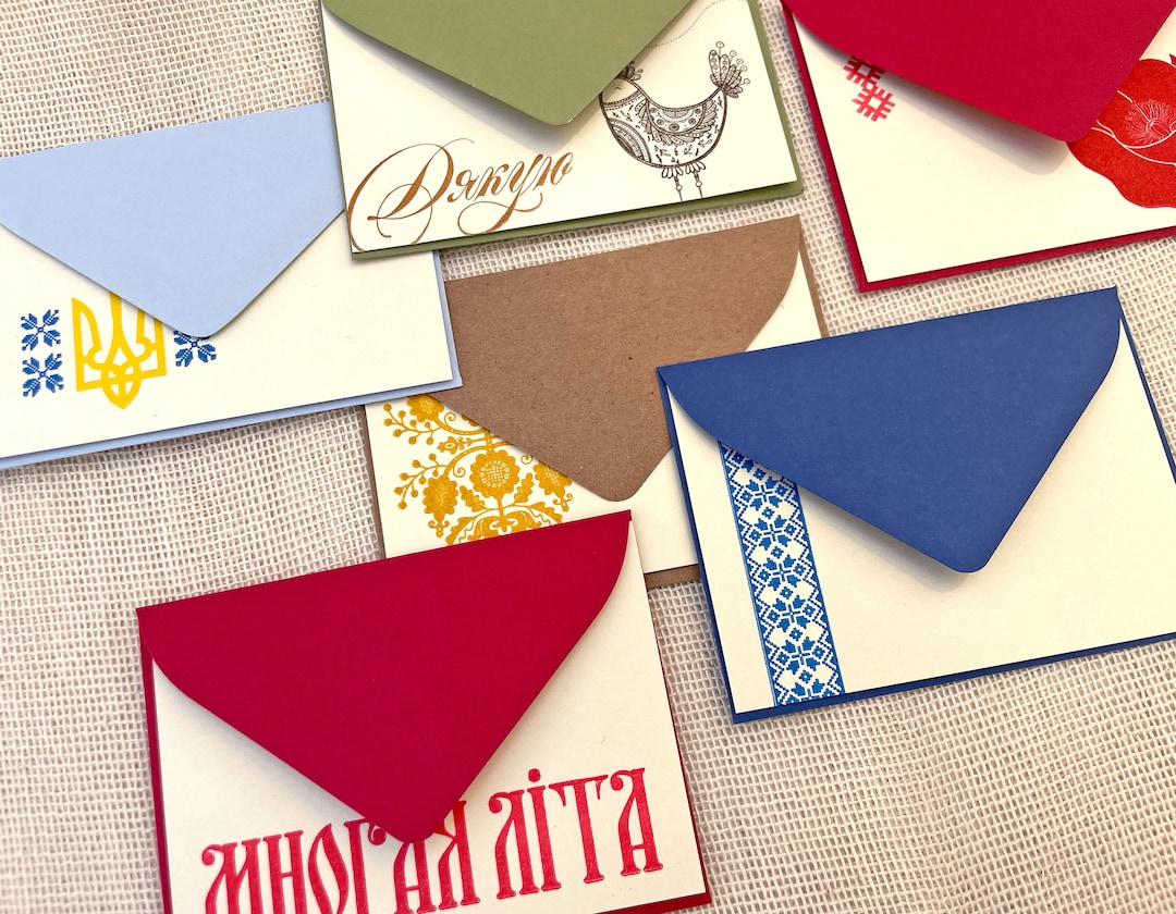 Multi-pack Ukrainian Cards - Letterpressed Small Flat Enclosure Card ...