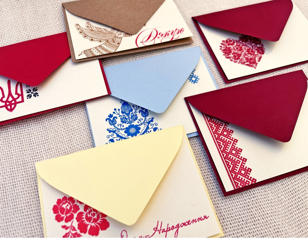 Multi-pack Ukrainian Cards - Letterpressed Small Flat Enclosure Card ...