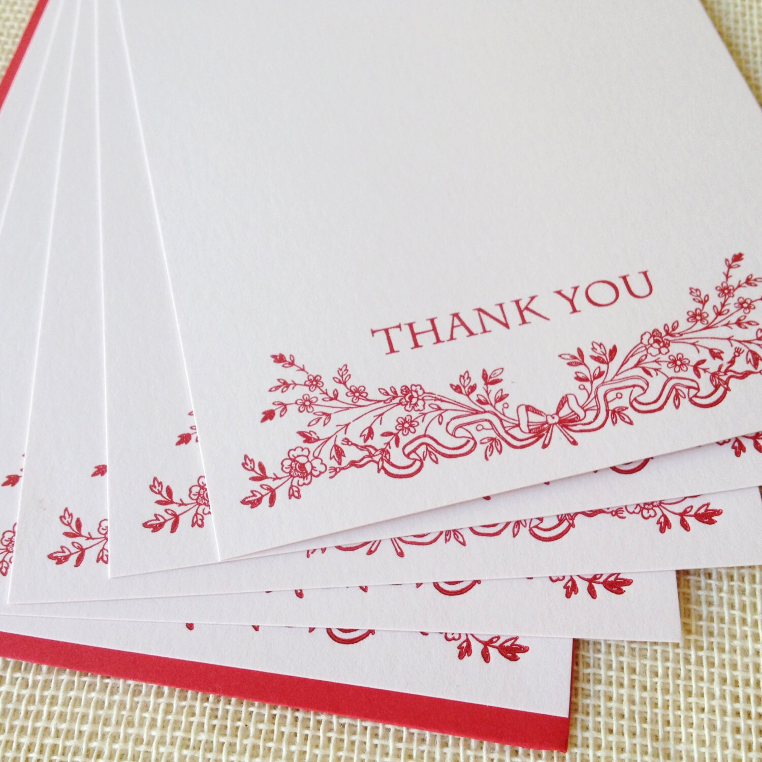 Small Thank You Cards - Letterpressed Flat Note Card Set (3.50” X 4.875 ...