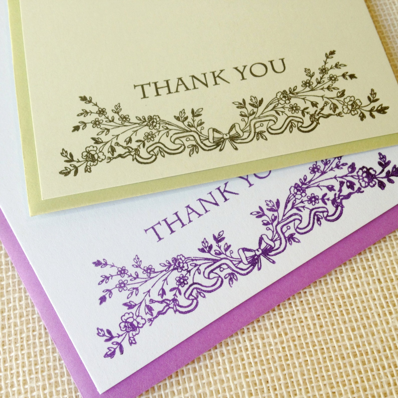 Small Thank You Cards - Letterpressed Flat Note Card Set (3.50” X 4.875 ...