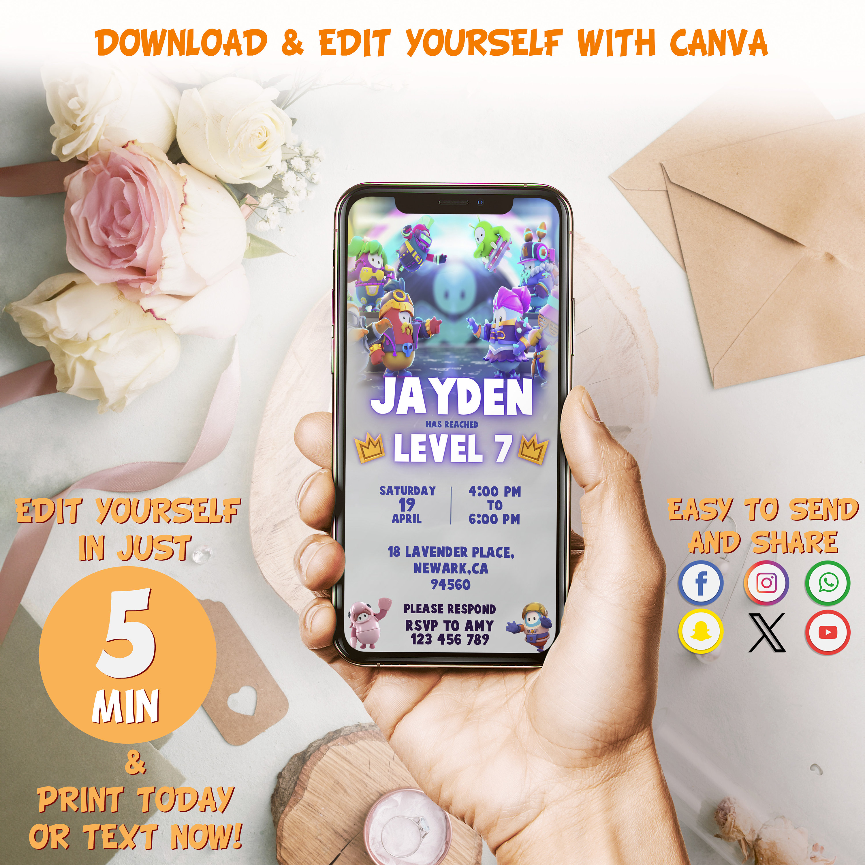 Editable Fall Guy Birthday Invitation Template Digital Kids Party, Fall ...