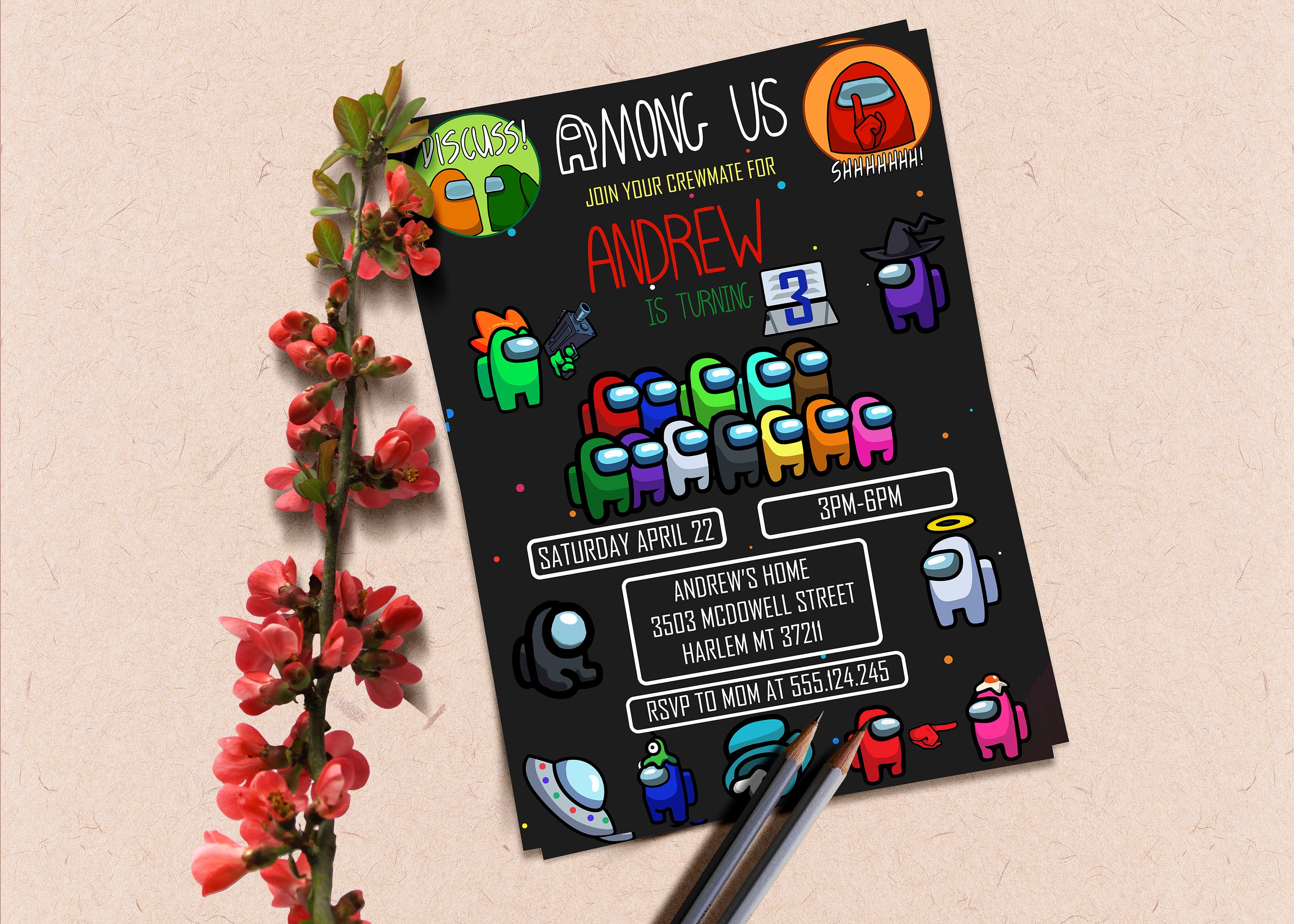 Among Us Birthday Invitation | Amoung Us Game Invite | Among Us ...