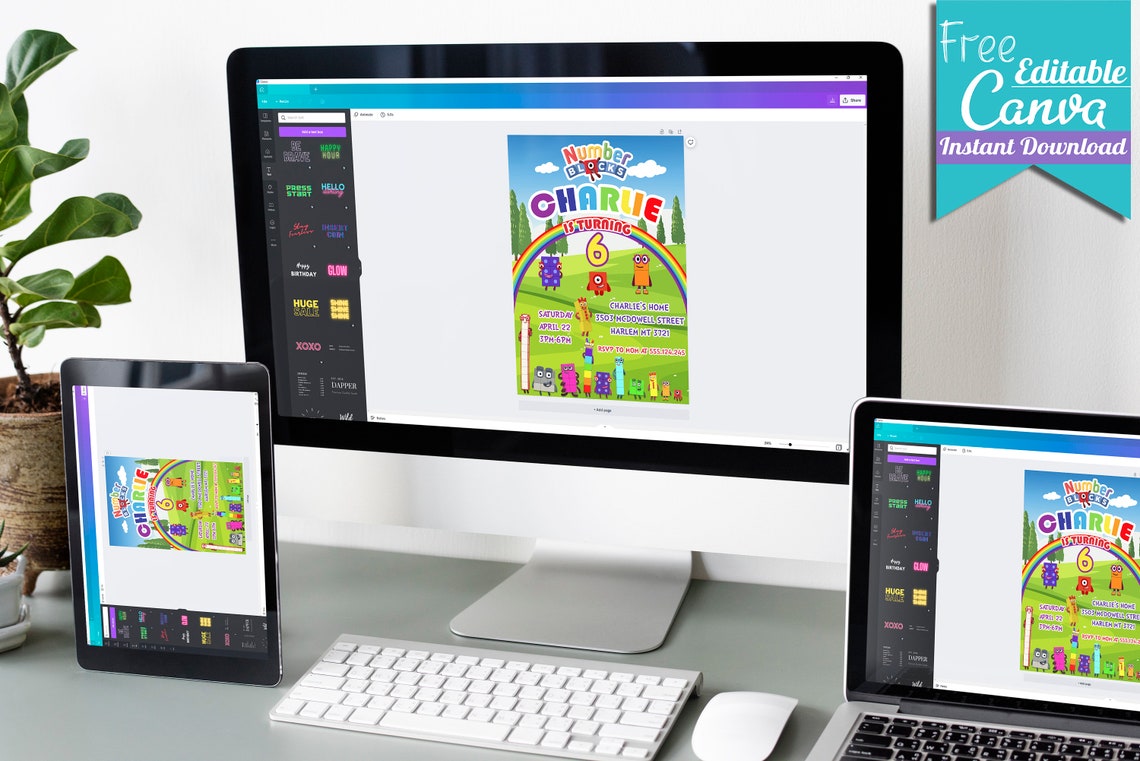 Editable Numberblocks Birthday Invitations | Number Blocks Invite ...
